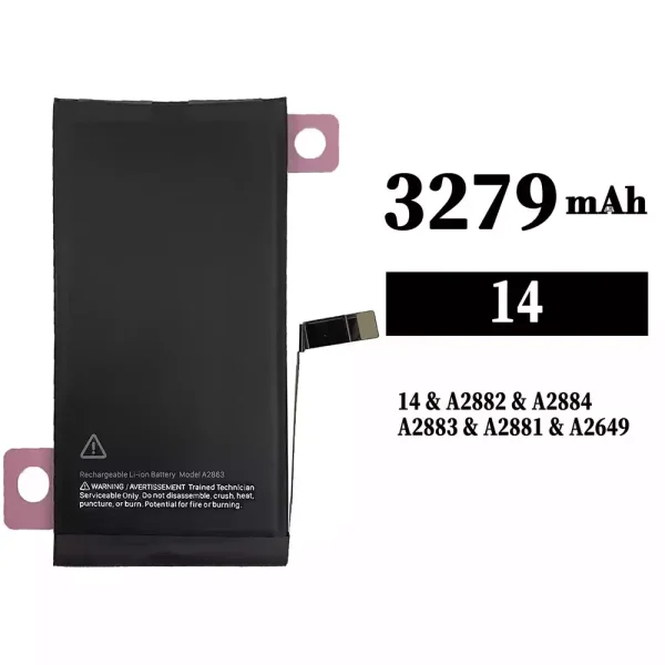 แบตเตอรี่โทรศัพท์มือถือ A2863 สำหรับรุ่น iPhone 14 - battery-th.com