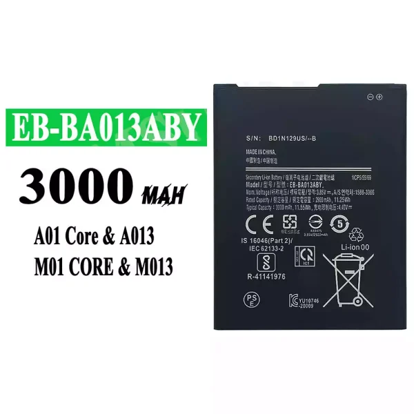 แบตเตอรี่โทรศัพท์มือถือ EB-BA013ABY สำหรับรุ่น Samsung A01 Core/A013 ...