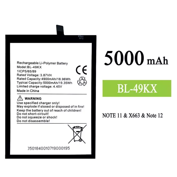 แบตเตอรี่โทรศัพท์มือถือ BL-49KX สำหรับรุ่น Infinix Note 11 / Note 12 ...