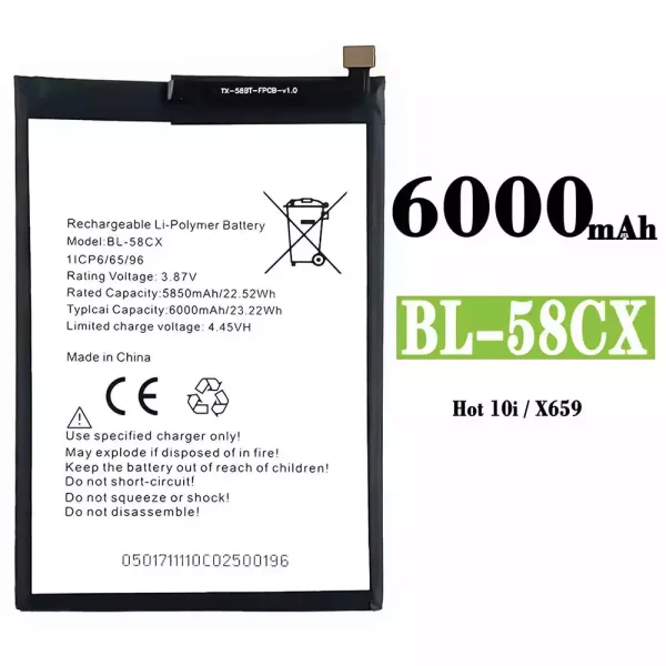 แบตเตอรี่โทรศัพท์มือถือ BL-58CX สำหรับรุ่น Infinix Hot 10i - battery-th.com