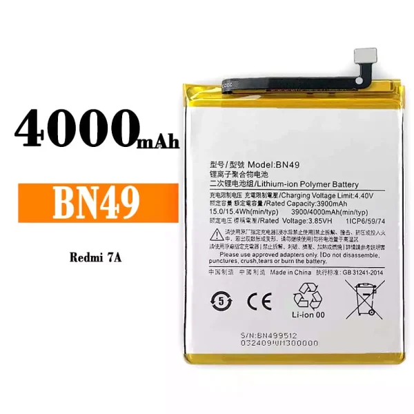 แบตเตอรี่โทรศัพท์มือถือ BN49 สำหรับรุ่น Xiaomi Redmi 7A - battery-th.com