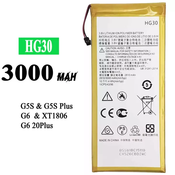 แบตเตอรี่โทรศัพท์มือถือ HG30 สำหรับรุ่น Motorola Moto G5S / G5S Plus ...