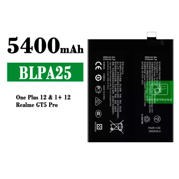 แบตเตอรี่โทรศัพท์มือถือ BLPA25 สำหรับรุ่น OPPO One plus 12/Realme GT5 ...