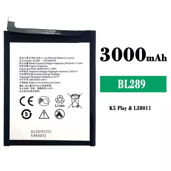 แบตเตอรี่โทรศัพท์มือถือ BL289 สำหรับรุ่น Lenovo K5 play - battery-th.com