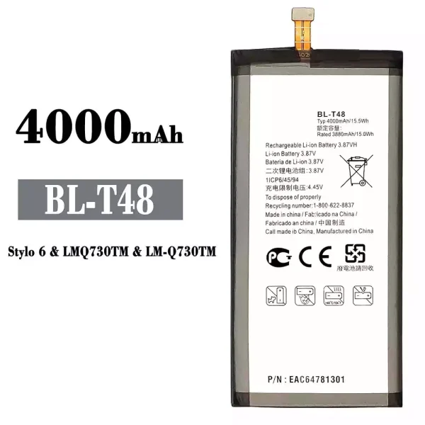แบตเตอรี่โทรศัพท์มือถือ BL-T48 สำหรับรุ่น LG Stylo 6 - battery-th.com