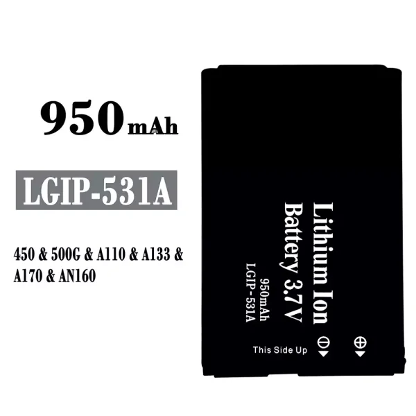 แบตเตอรี่โทรศัพท์มือถือ LGIP-531A สำหรับรุ่น LG 450/500G/A110/A133/A170 ...