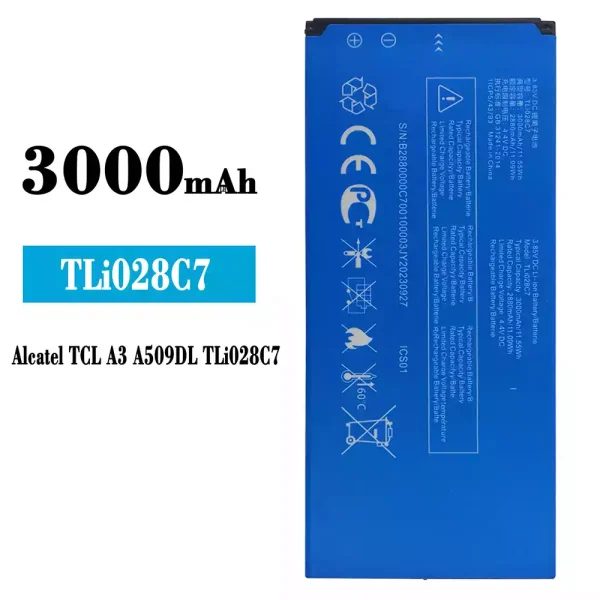 แบตเตอรี่โทรศัพท์มือถือ TLi028C7 สำหรับรุ่น Alcatel TCL A3 A509DL ...