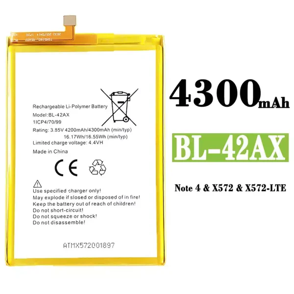 แบตเตอรี่โทรศัพท์มือถือ BL-42AX สำหรับรุ่น Infinix NOTE 4 - battery-th.com